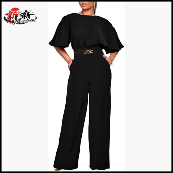 Pants & Jumpsuits | Polyester And Spandex Jumpsuit Wide Leg Plus Size ...